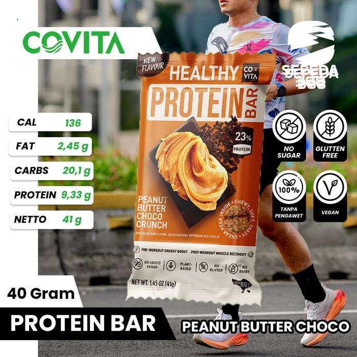 Jual covita healthy protein bar no sugar gluten free - peanut B CHOCO ...