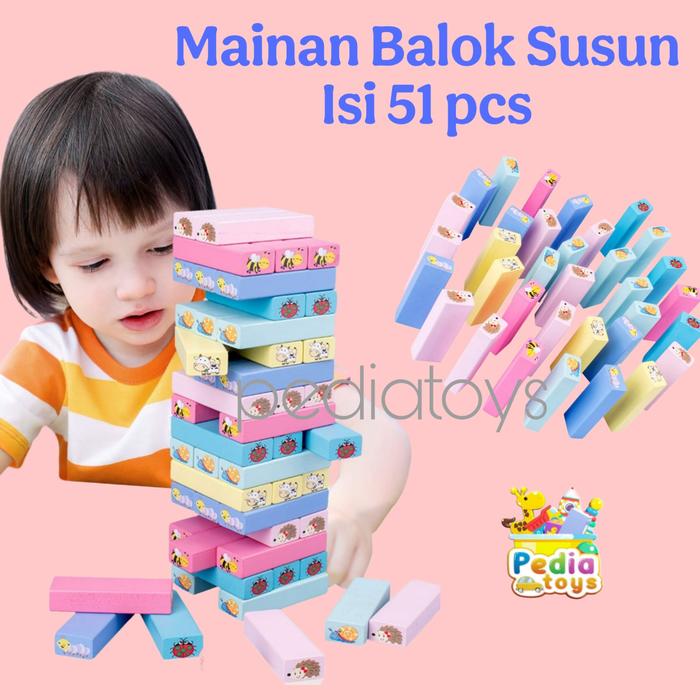 Jual Pedia Toys - Permainan Blok Susun High Stack Block Stacko Balok ...