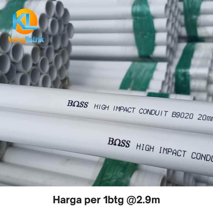 Jual PIPA CONDUIT PIPA LISTRIK 20mm @2.9mtr MERK BOSS setara CLIPSAL ...