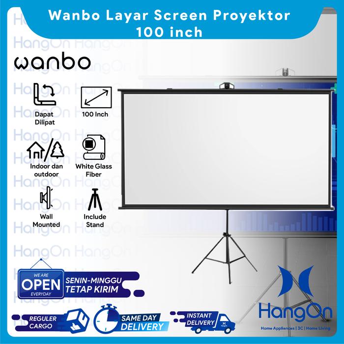Jual Wanbo Layar Screen Proyektor 100 inch Wall Mount Projector 100 ...