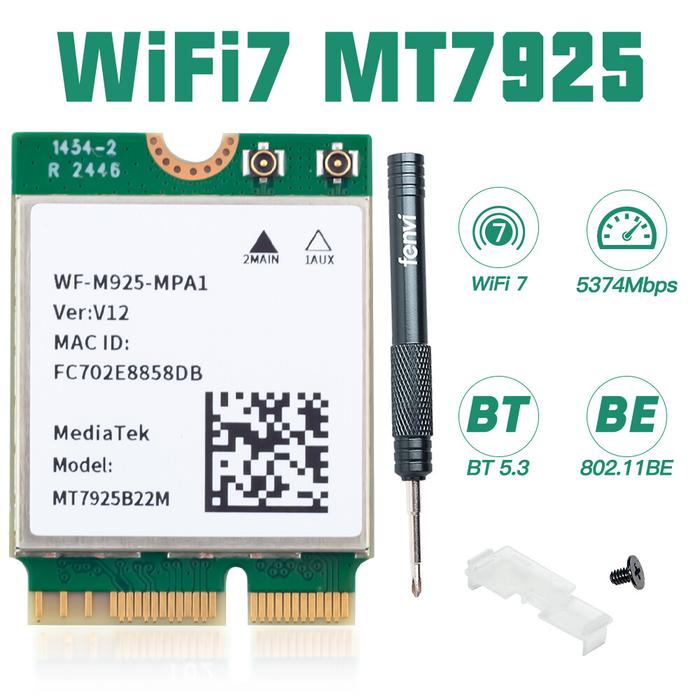 Jual Wifi 7 Card Wireless Mediatek MT7925 802.11 BE Bluetooth 5.3 NGFF M2 2230 7925 - Card Only ...
