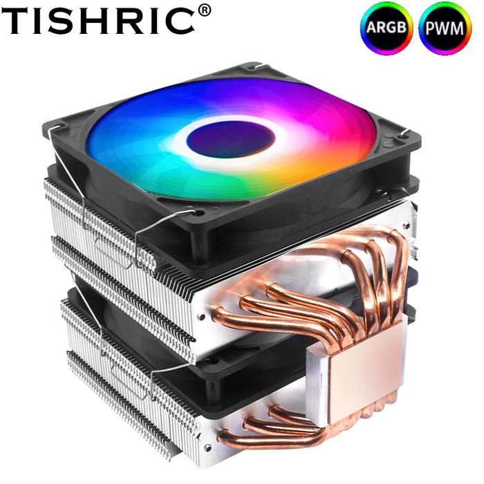 Jual TISHRIC CPU Cooler Fan 6 Heat Pipes 4 Pin PWM CPU Cooling Fan For ...