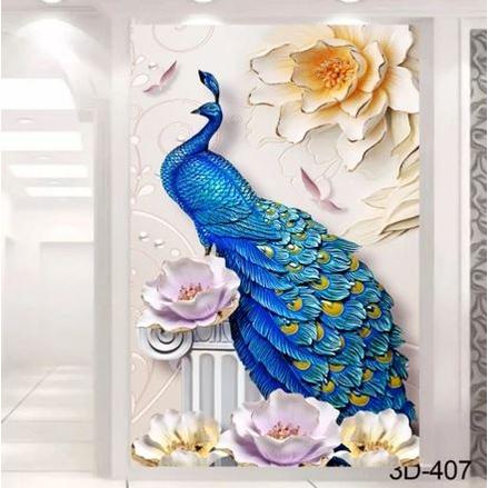 Jual Photowall Mural 3D Dinding Wallpaper Mural Motif Burung Merak ...