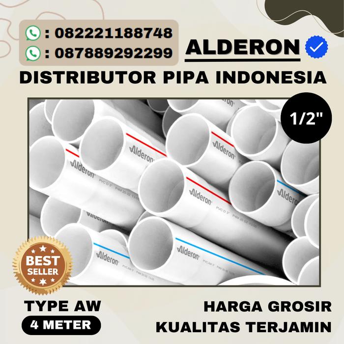 Jual PIPA PVC ALDERON TYPE AW PIPA BERKUALITAS TKDN 4 METER - 1/2 INCH ...
