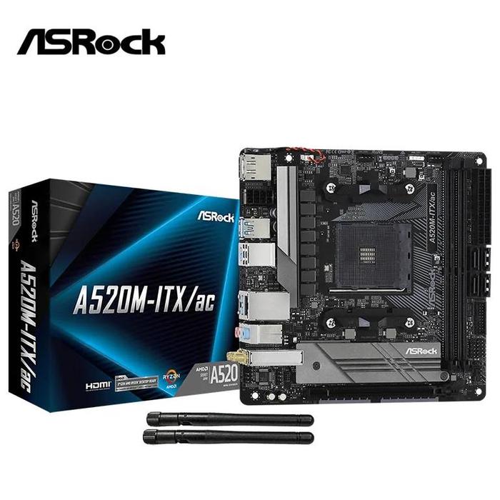 Jual ASROCK A520M-ITX/ac Mini-ITX AMD A520 DDR4 4733+ OC MHz WIFI M.2 USB3.2 New Max-64G Double ...
