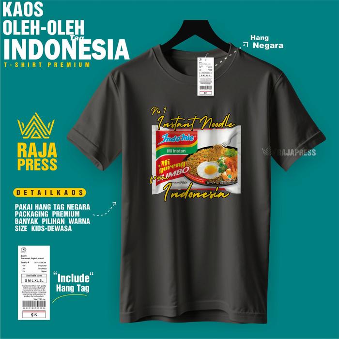 Promo Kaos oleh - oleh Indonesia Pakai tag label (Negara Asal) Varian ...