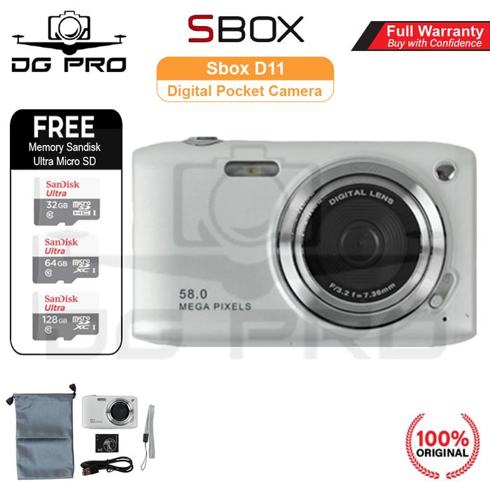 Jual Sbox D11 Digital Pocket Camera with 16x Zoom Kamera Saku D 11 Garansi Resmi - SILVER, PAKET ...