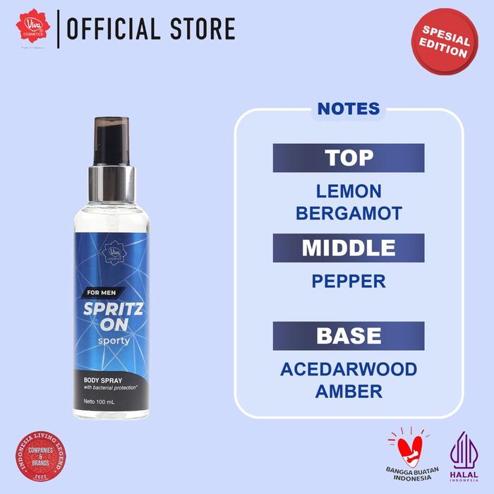 Jual Viva Body Spray Spritz On For Men with Antibacterial Active ...