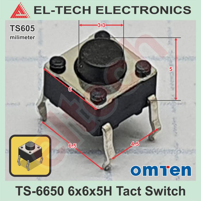 Jual 6x6mm Tact Switch Push Button Small Micro Tactile Click Straight ...
