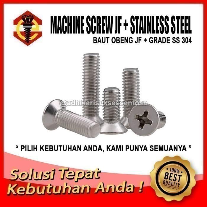 Jual SS 304 / Baut JF M8x50 / Machine Screw Stainless M8 Kepala Obeng ...