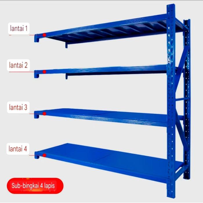 Jual rak rangka besi 200kg gudang 4 susun 200x60x200cm rack serbaguna ...