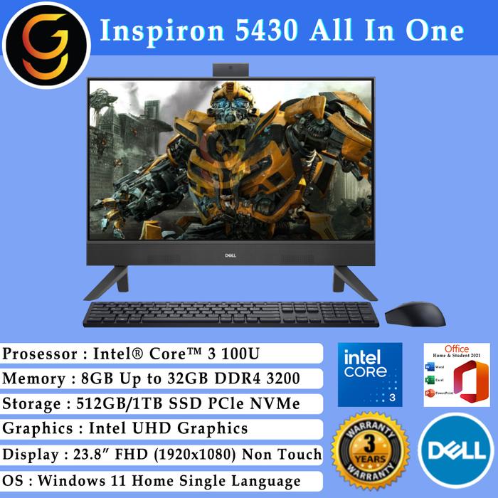 Jual DELL Inspiron 5430 AIO PC Core 3 100U 8GB/16GB/32GB 512GB/1TB SSD ...