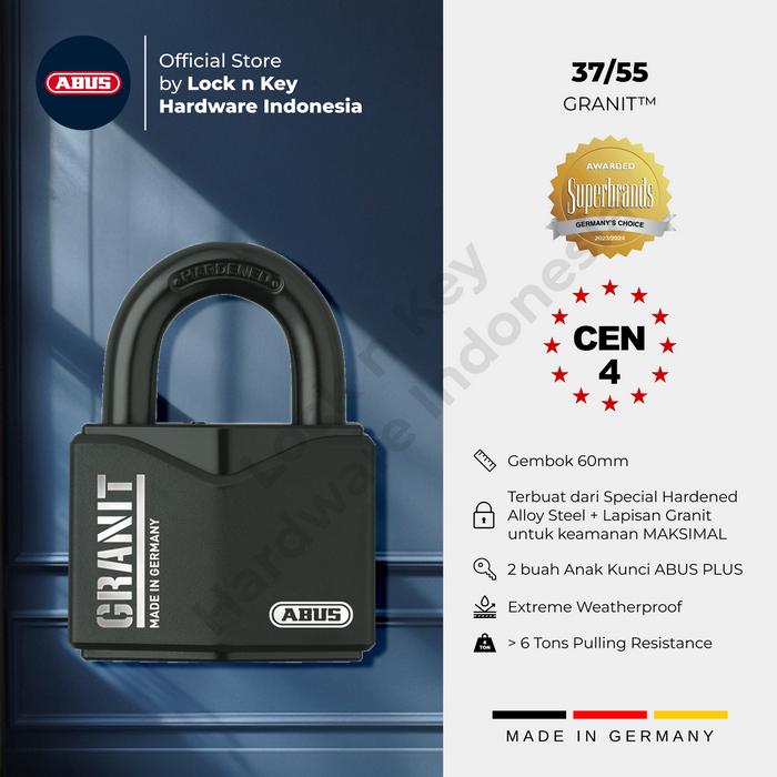 Promo ABUS GRANIT Gembok Anti Karat 37/55 MAXIMUM SECURITY & HEAVY DUTY ...