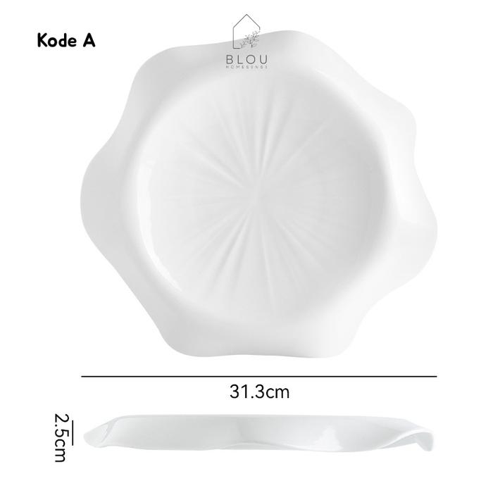 Jual Blou Piring Keramik Elegan Bentuk Desain Unik & Modern Simple pure ...