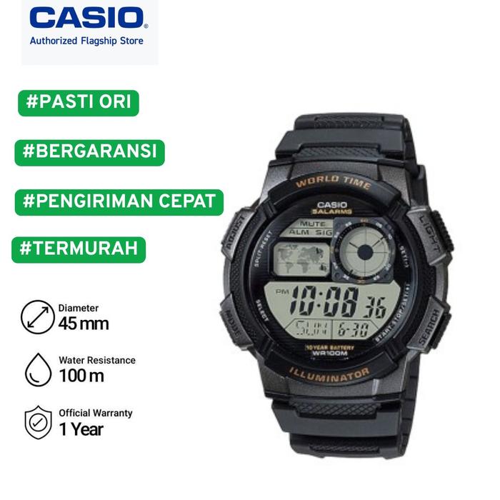 Jual Casio General AE-1000W-1AVDF Sporty Digital Dial Black Resin Band ...