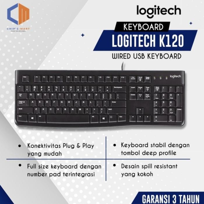 Jual Logitech K120 USB Wired Keyboard Plug and Play - 100% Original ...