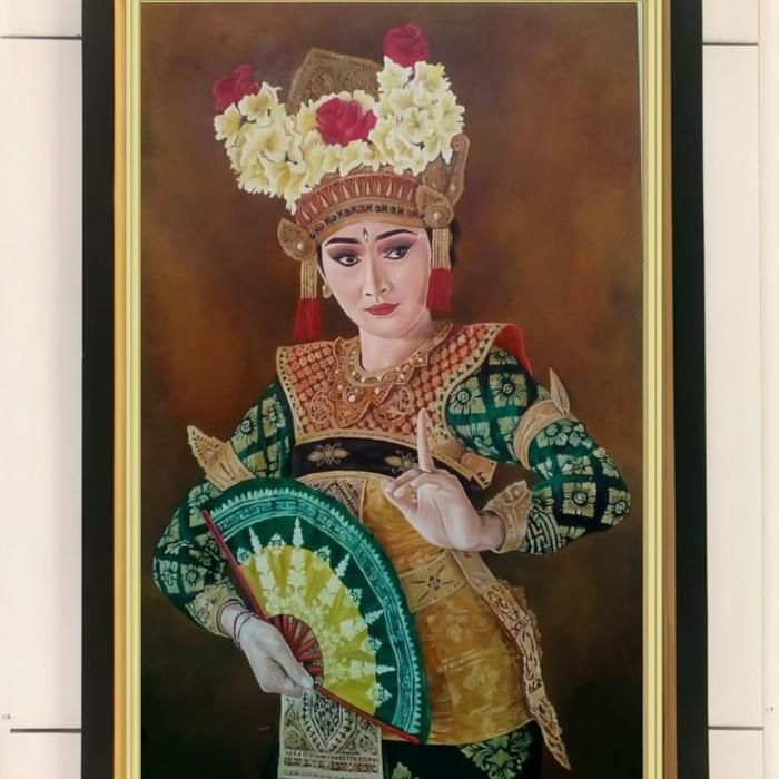 Jual lukisan cetak penari legong wanita bali plus bingkai ukuran 65×44 ...