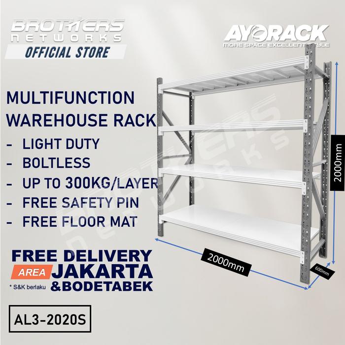 Promo RAK GUDANG BESI 2 METER 4 SUSUN AYORACK AL3-2020S WAREHOUSE RACK ...