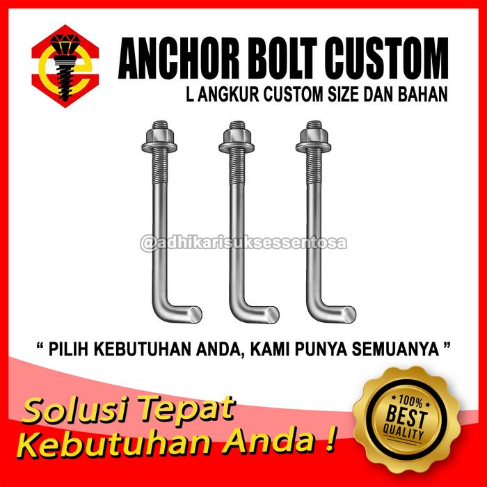 Jual Angkur L M12 / M12x30x10 CM / L Anchor Baja Hitam 1/2x300x100 MM ...