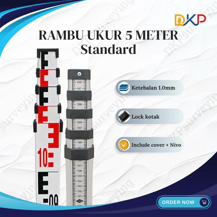 Jual Rambu Ukur / Bak Ukur 5 meter / Mistar Ukur / Levelling Staff 5M ...