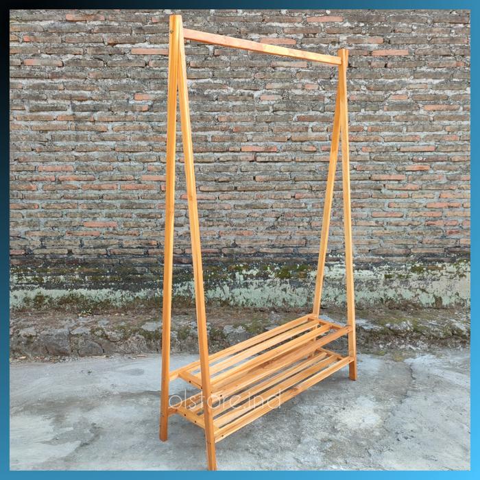 Jual STAND HANGER BAJU KAYU JATI JAWA PREMIUM GANTUNGAN PAKAIAN - 2rak ...