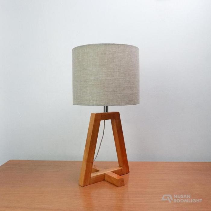 Jual Lampu Meja Nakas Table Lamp Lampshade Hias Tidur TL16 Kamar Ruangan Tiang Kayu Minimalis ...