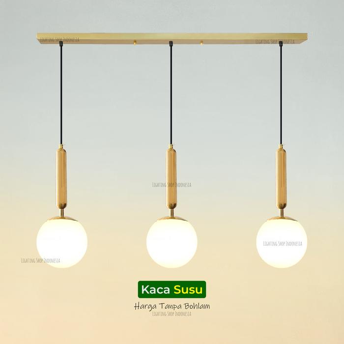 Jual Lampu gantung hias 3in1 body gold kop panjang 80cm design modern minimalis meja makan ...