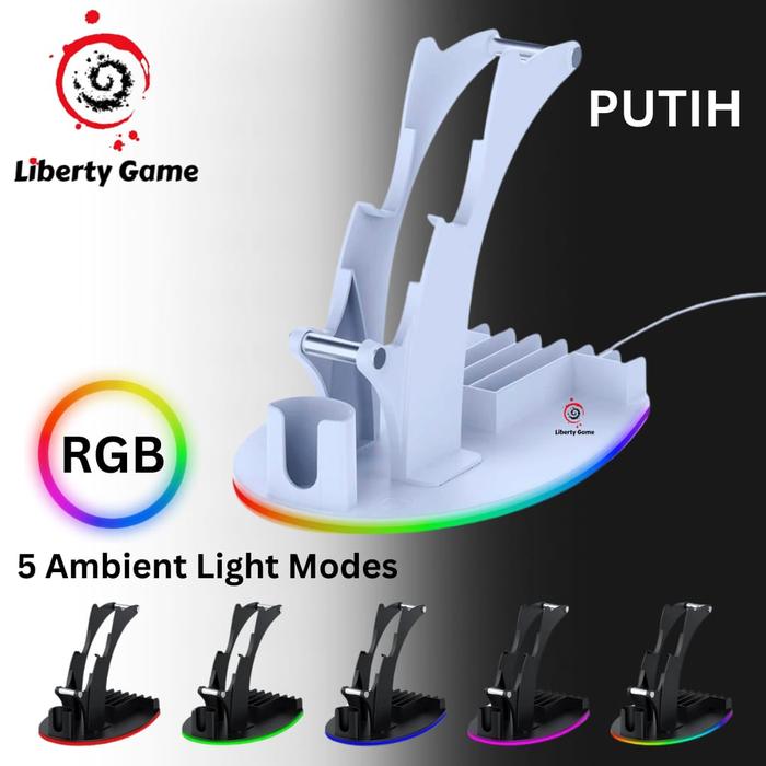 Promo JYS RGB Lighting Organizerand Display Stand for PS5 SYSTEM / Rak ...