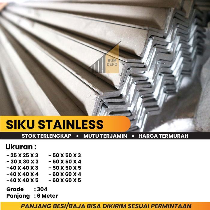 Jual SIKU STAINLESS STEEL / ANGLE BAR / GRADE 304 - 50 X 50, 3mm ...