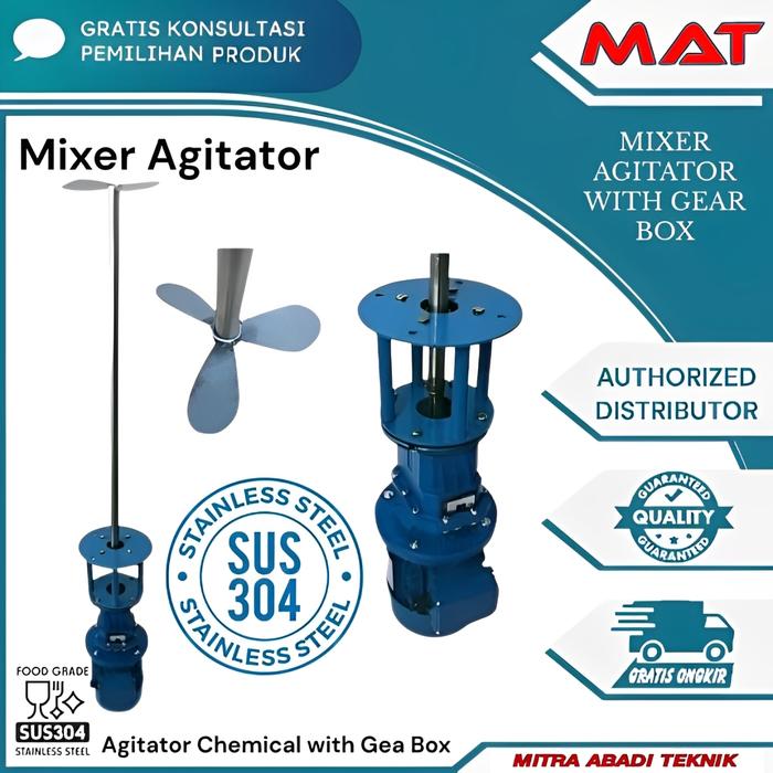 Jual AGITATOR MIXER KIMIA 2.2KW 3HP 3PHASE 380v WITH GEAR BOX 200RPM ...