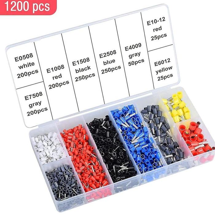 Jual TUBTAP Kit Skun Terminal Ferrules Kat 1200Pcs - 8 Jenis AWG 22-7 ...