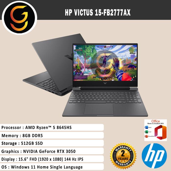 Jual HP VICTUS 15-FB2777AX R5-8645HS 8GB 512GB SSD WIN11HSL OHS2021 2YR ...