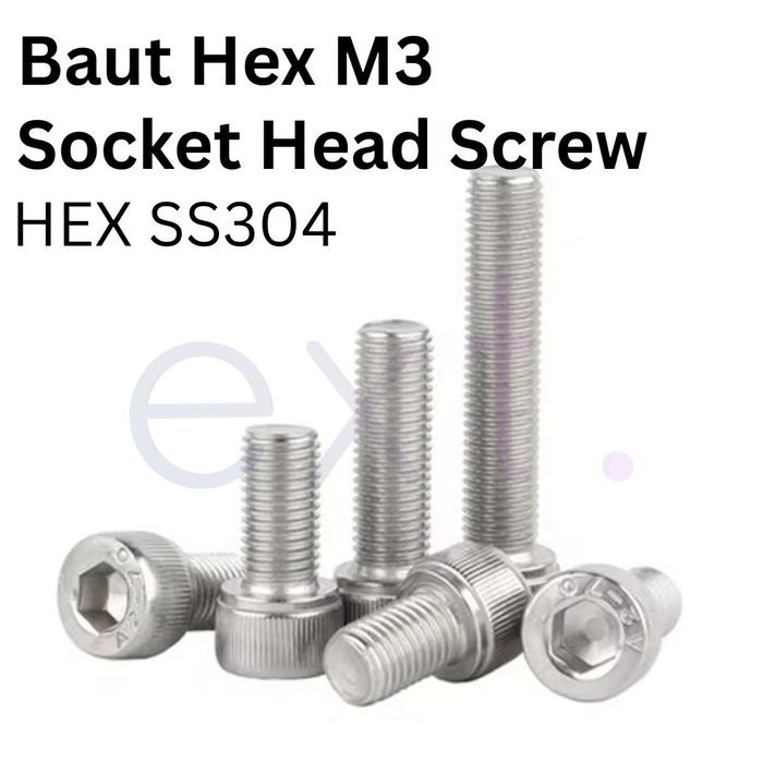 Jual Baut L M3 X L4 / L5 / L6 / L8 / L10 / L12 / L16 / L20 Baut Hex ...