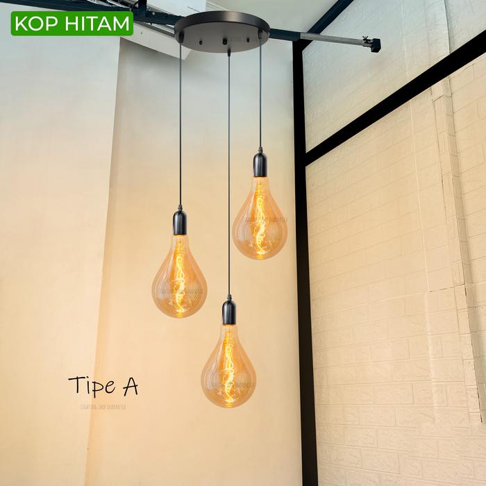 Jual Lampu gantung 3in1 meja makan minimalis 3Lampu meja island void tangga bohlam led 4watt ...