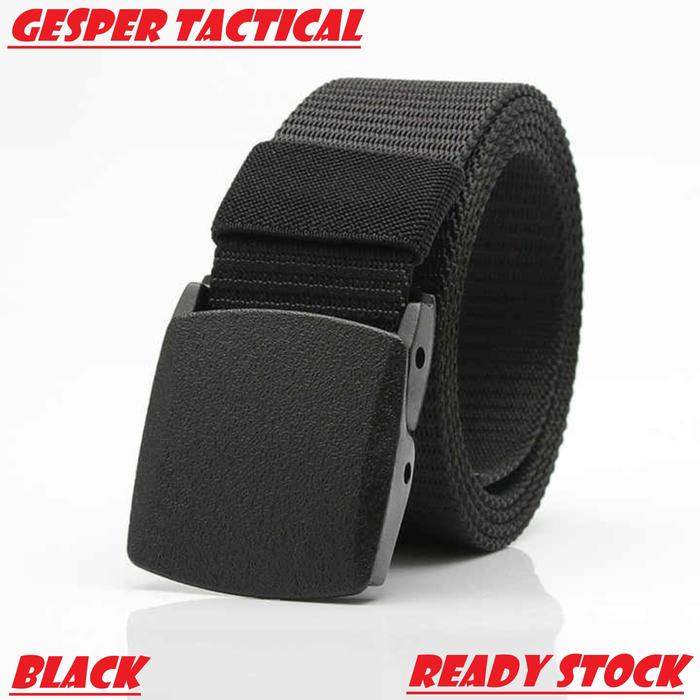 Jual Gesper Army Pria Canvas Tactical Ikat Pinggang Polos - Hitam Polos ...