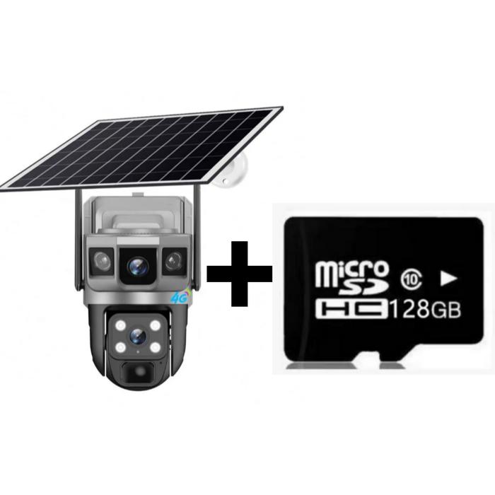 Jual Camera CCTV SIM-card 4G Solar Panel 3 lensa / 3 Layar App V380 Pro ...