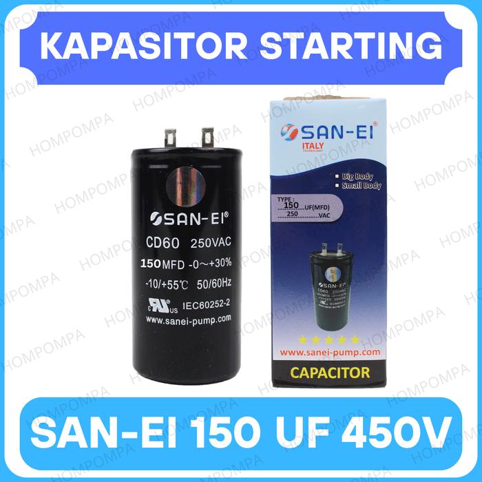 Jual KAPASITOR CAPACITOR STARTING 150uf MFD Mikro 250V SAN-EI SOKET 150 ...