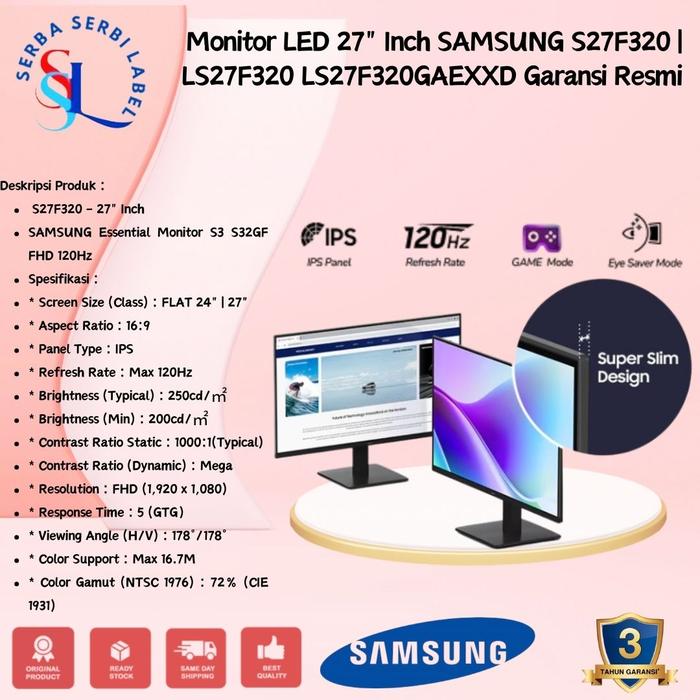 Jual Samsung Monitor LED 27 Inch S27F320 LS27F320GAEXXXD FHD 120Hz ...
