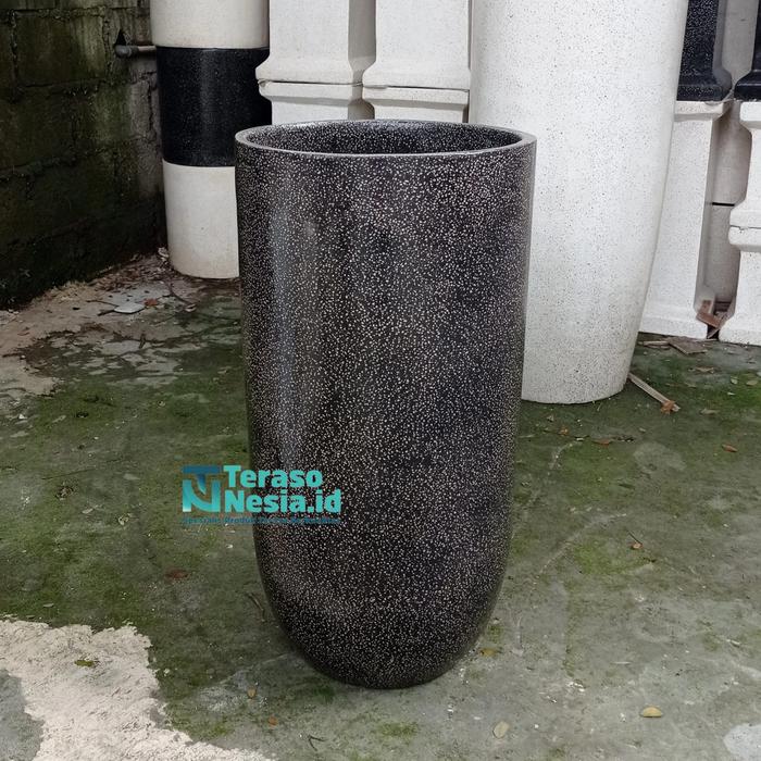 Jual Invoice pot teraso tipe apolo warna hitam/pot terazzo pot taman ...