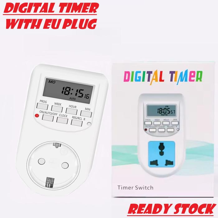 Jual Programmable Digital Timer Switch Weekly Stop Kontak Minggu 16 Program - Socket 2 lubang ...