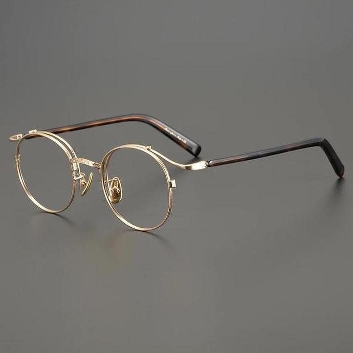 Jual Handmade Eyeglasses Retro Round Gold Wire Pure Titanium Alloy ...