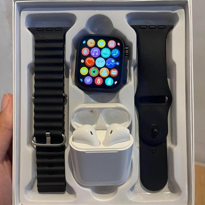 Jual Ready Smartwatch i8 Ultra Watch 8 Free 2 tali Plus Earphone tws ...