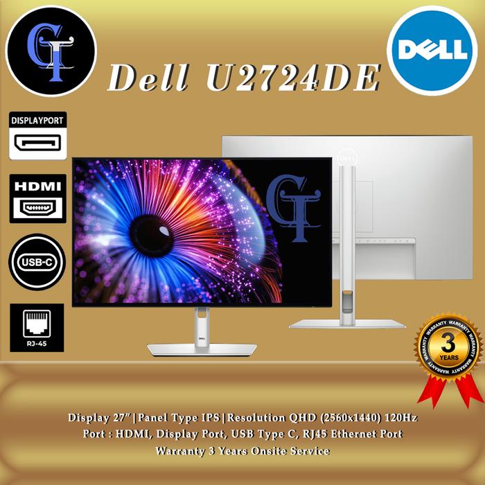 Jual Monitor Dell U2724DE 27 Inch QHD IPS 120Hz HDMI DP USB-C RJ45 3 ...