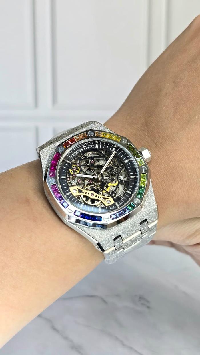Jual A Piguet Frosted With Rainbow Baguet Cuts Diamond - Silver ...