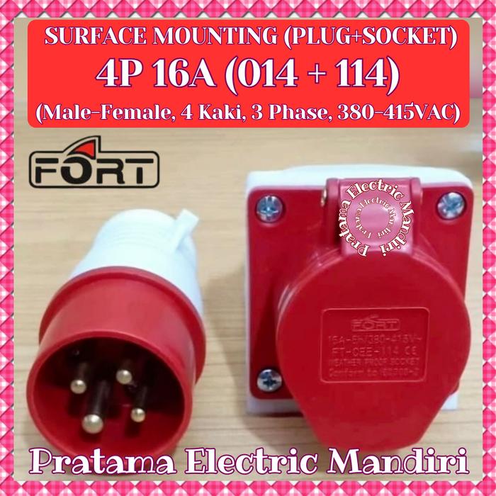 Jual FORT IP44 CEE INDUSTRIAL WALL SOCKET SURFACE MOUNTING PLUG SOCKET ...