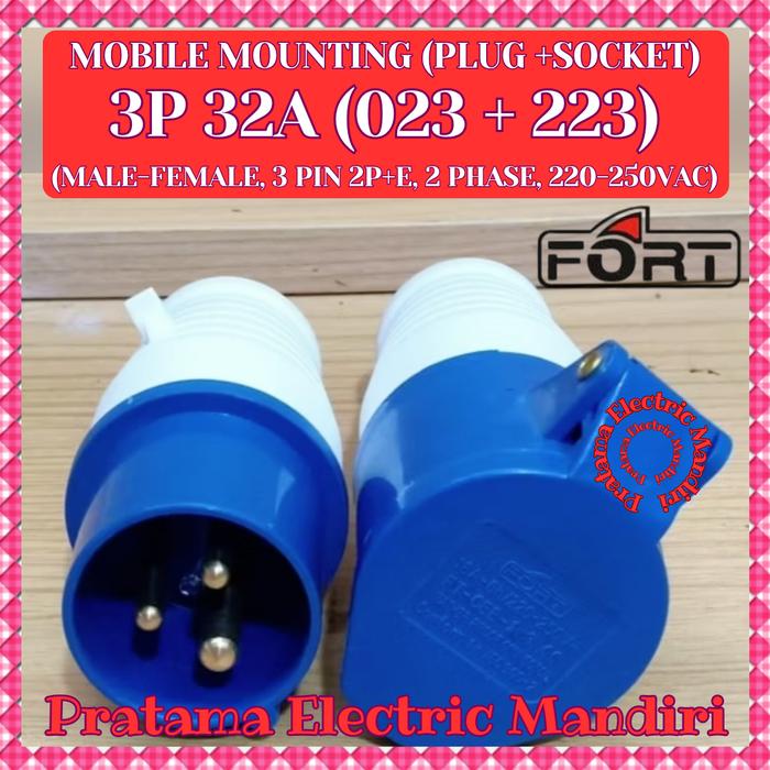 Jual FORT IP44 CEE INDUSTRIAL SOCKET MOBILE MOUNTING PLUG SOCKET 2P+E 3 ...