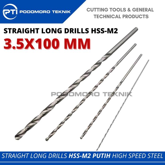 Jual Mata Bor Besi Panjang Lurus 3.5 x 100 mm HSS M2 Putih Straight ...