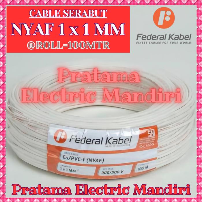 Jual FEDERAL Cable Grounding Kabel Serabut NYAF 1 x 1mm Yellow/Green ...