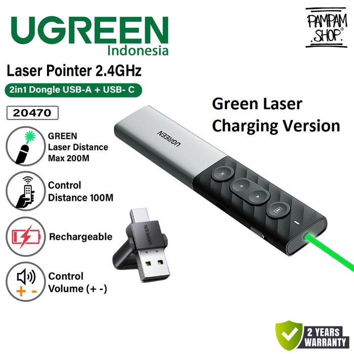 Jual UGREEN 20470 Laser Pointer Wireless Presenter Remote Presentasi ...
