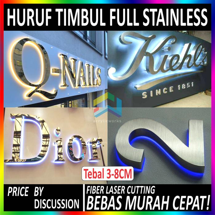 Jual Huruf Timbul Letter 3D Galvanis Stainless NYALA LED BEBAS MURAH ...